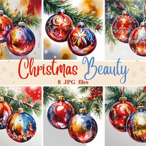 Christmas Baubles Clipart, Christmas Ornaments Digital Download ...