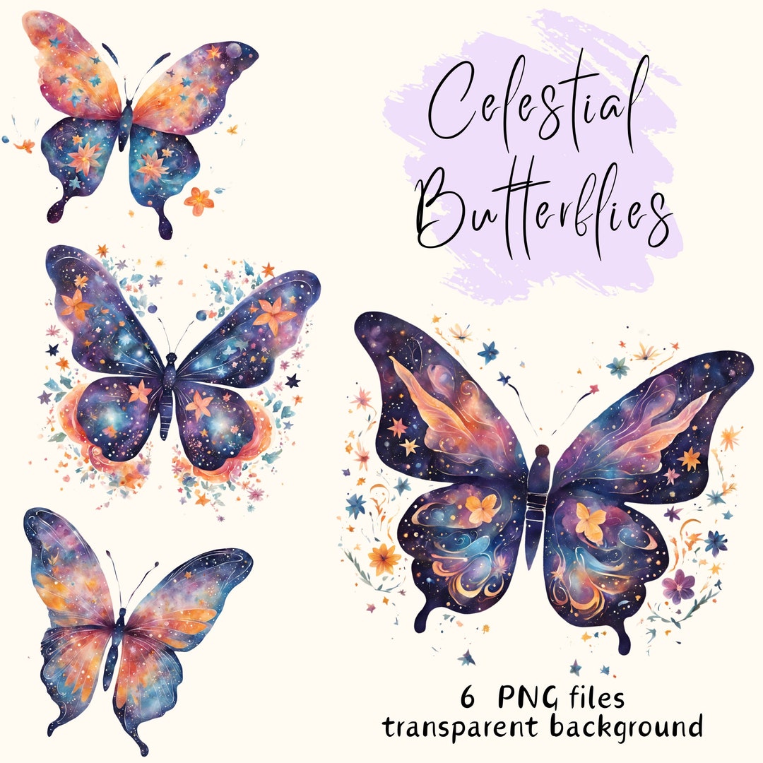 Celestial Butterfly Clipart Bundle Digital Download, Celestial ...