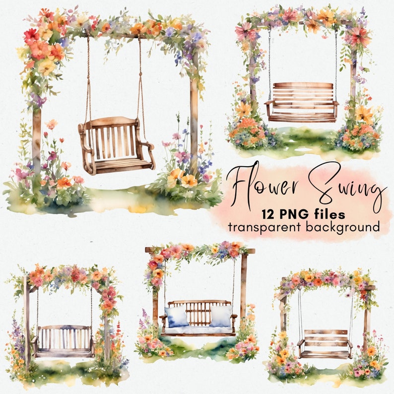 Flower Swing Clip Art Bundle, Flower Swing PNG High Resolution Files ...
