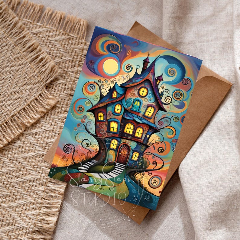 Swirly House Art Pages, Whimsical House Paper Pack, Quirky Art Digital ...