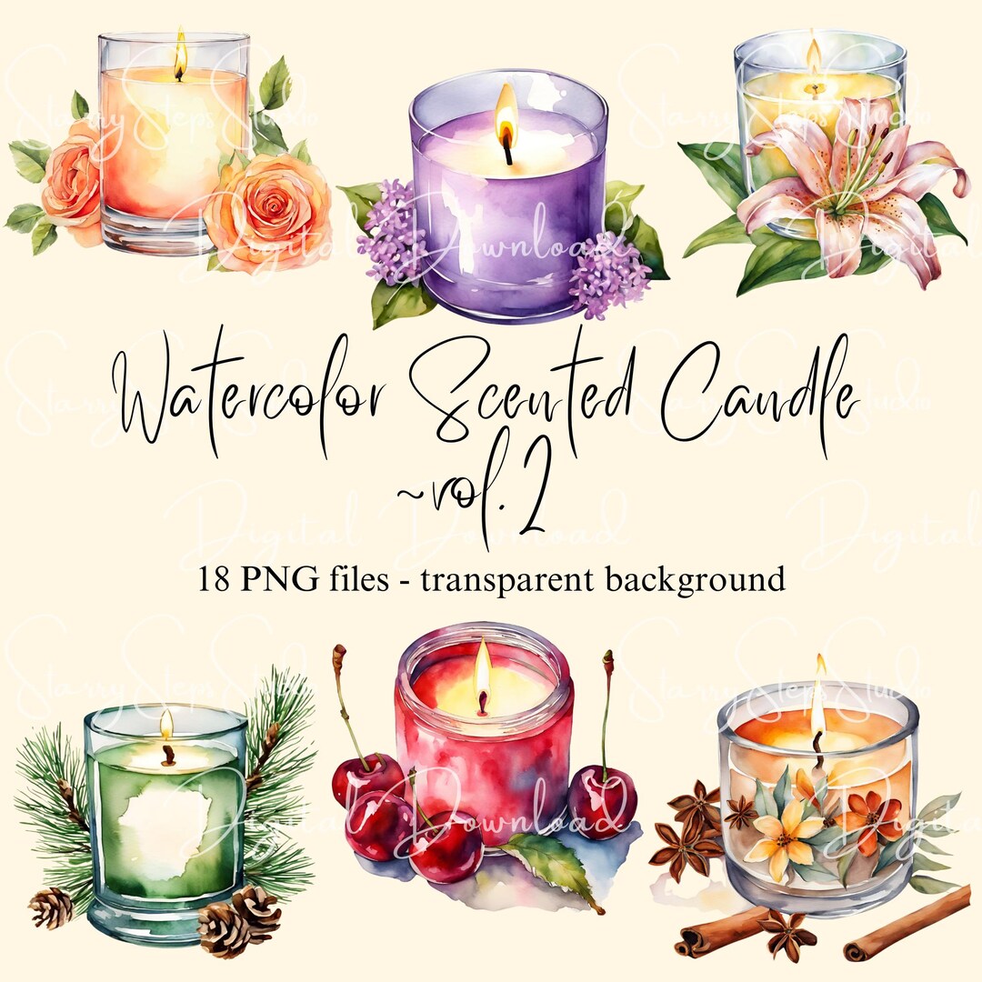 Floral Candle Jar Clipart: Watercolor Scented PNG (digital Download) - Etsy