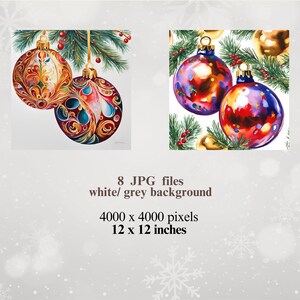 Christmas Baubles Clipart, Christmas Ornaments Digital Download ...