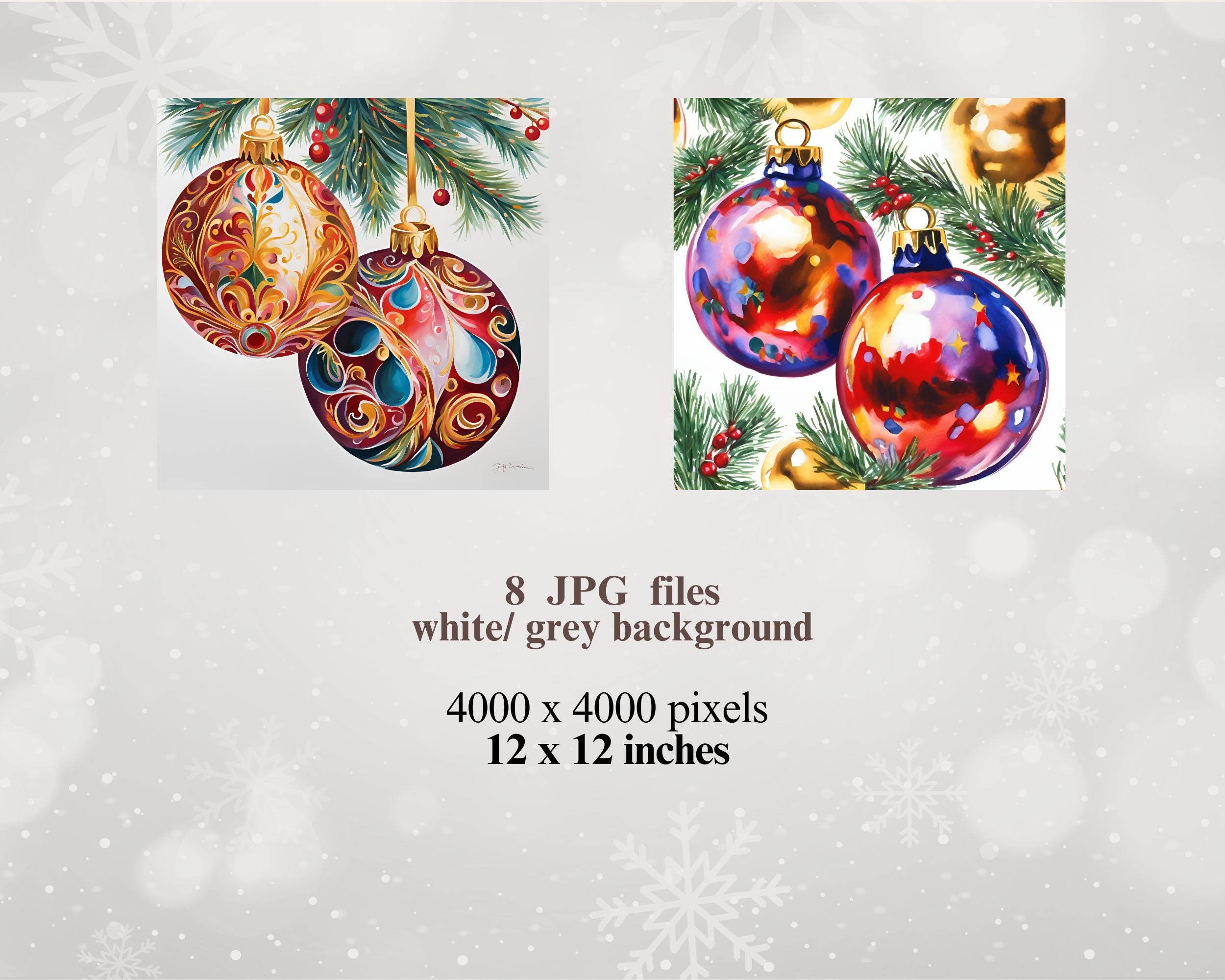 Christmas Baubles Clipart, Christmas Ornaments Digital Download ...