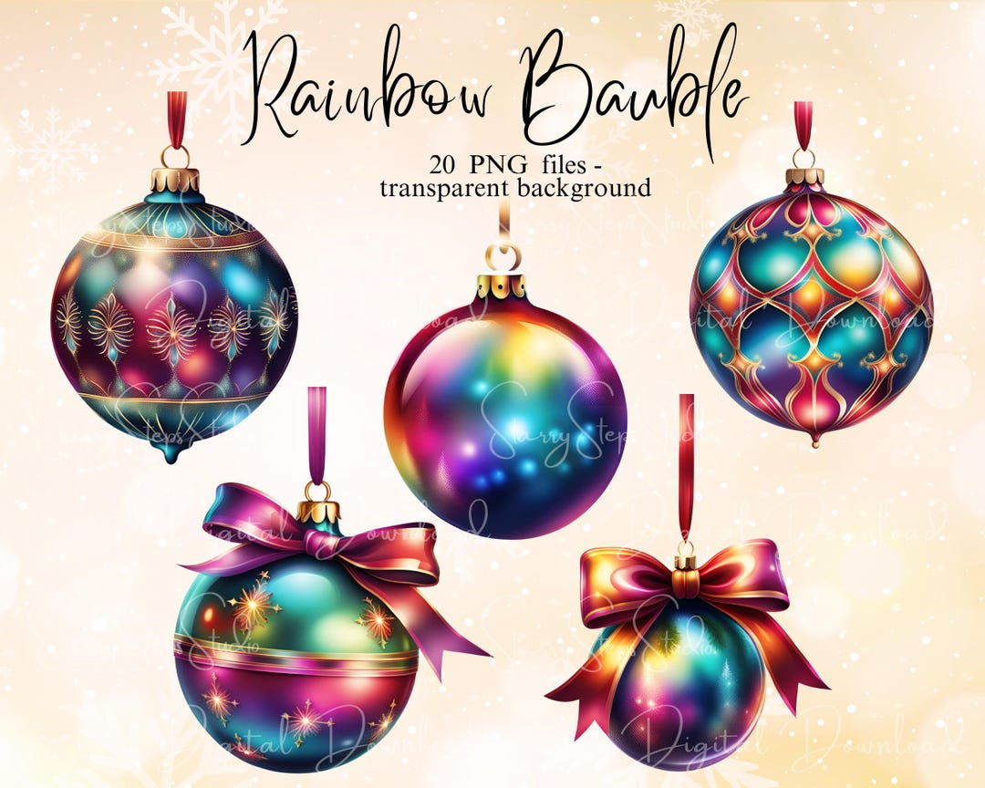 Christmas Ornament Clip Art, Rainbow Ball Transparent PNG Files ...