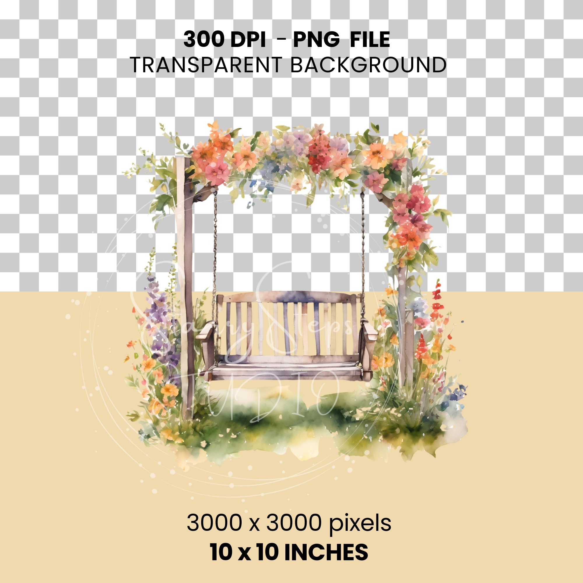 Flower Swing Clip Art Bundle, Flower Swing PNG High Resolution Files ...