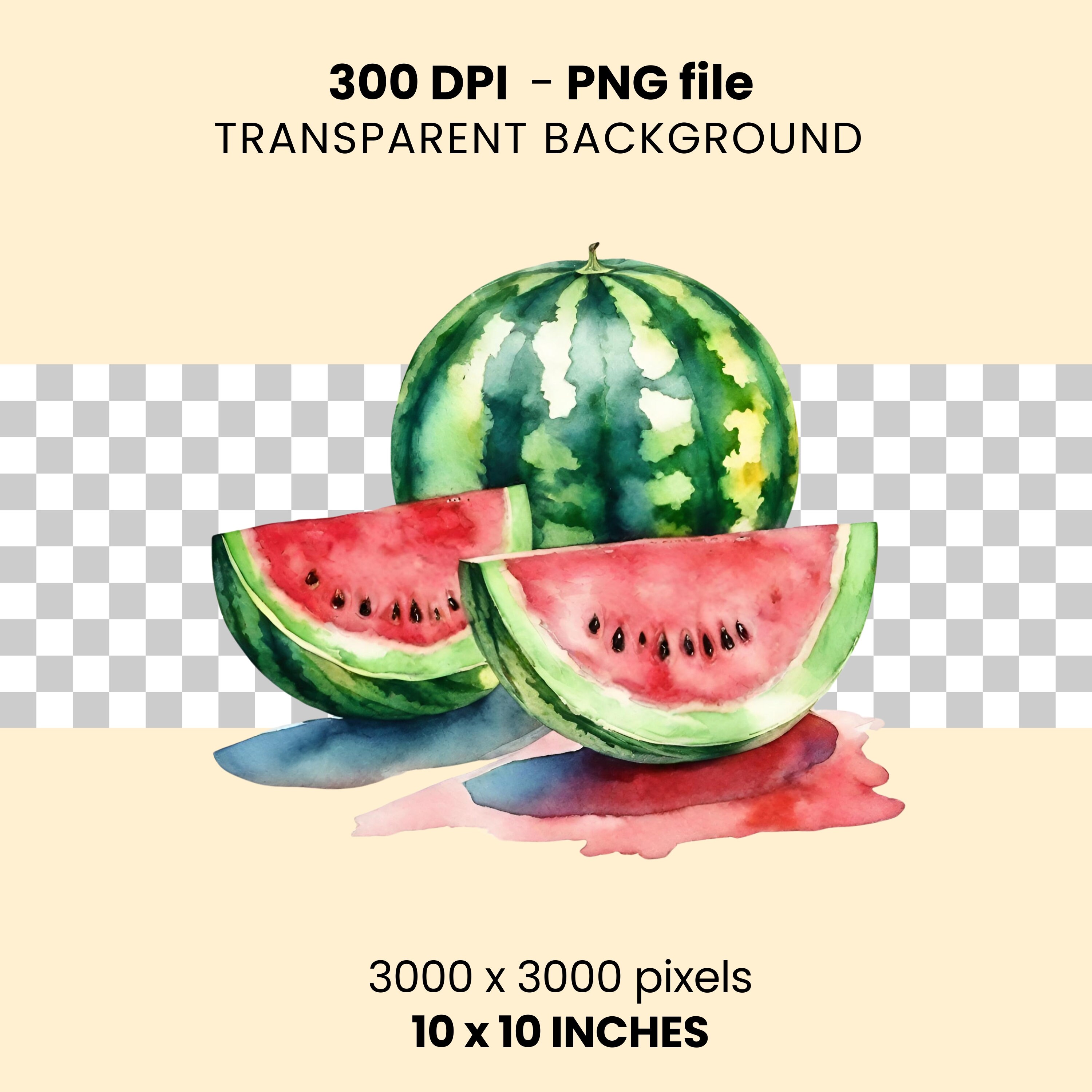 Watercolor Fruits Clipart Bundle: Transparent PNG Images (digital ...