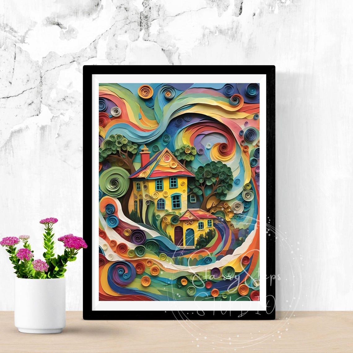 Torn Paper House Art Pages, Whimsical House Digital Paper Pack, Torn ...