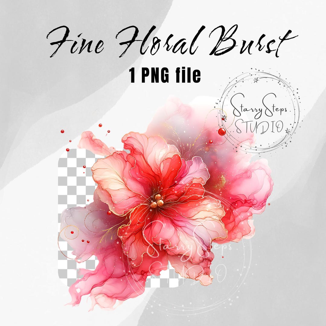 Alcohol Ink Flower PNG: Transparent Floral Clipart, Commercial Use ...