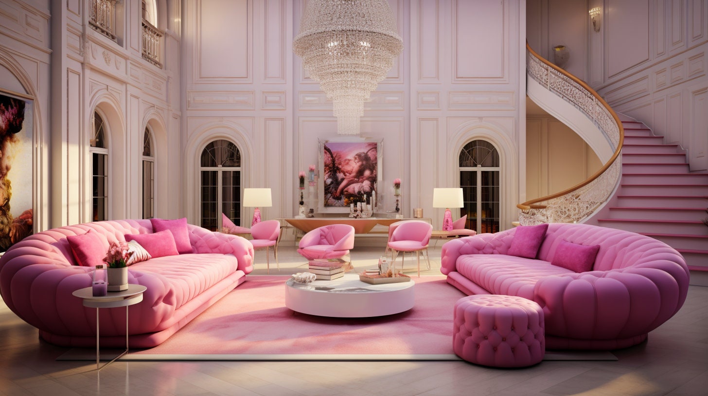 Zoom Virtual Realistic Background Barbie Mansion Luxury Living - Etsy