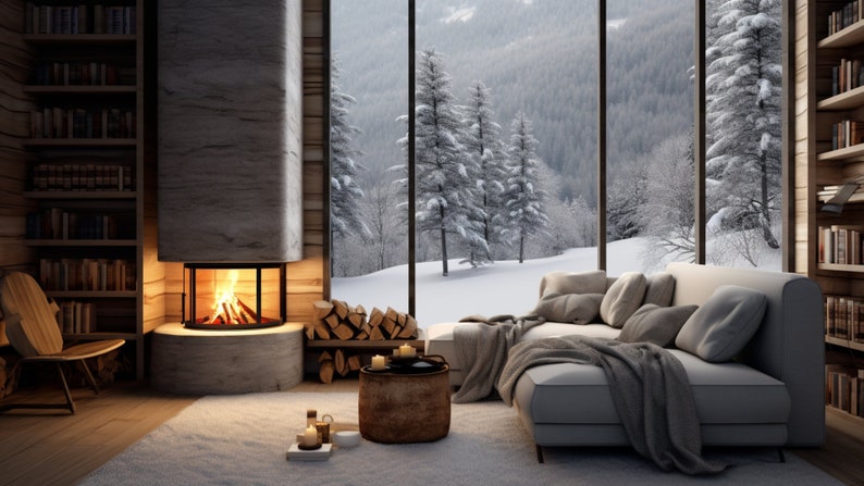 Modern Zoom Virtual Background With Snow Landscape Winter - Etsy