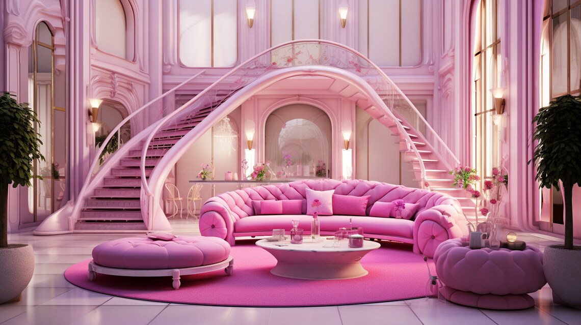Zoom Virtual Realistic Background Barbie Mansion Luxury Living - Etsy