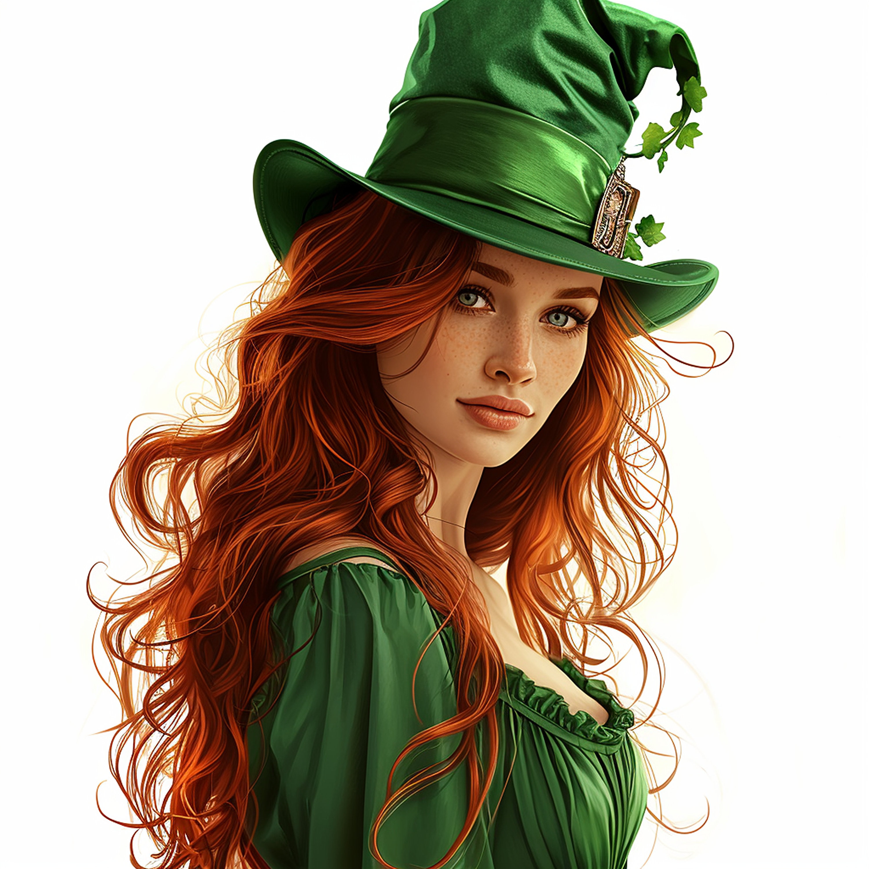 Illustration Realistic Pretty Irish Girl Traditional Clothes T For Daughter Scrapbook Sticker