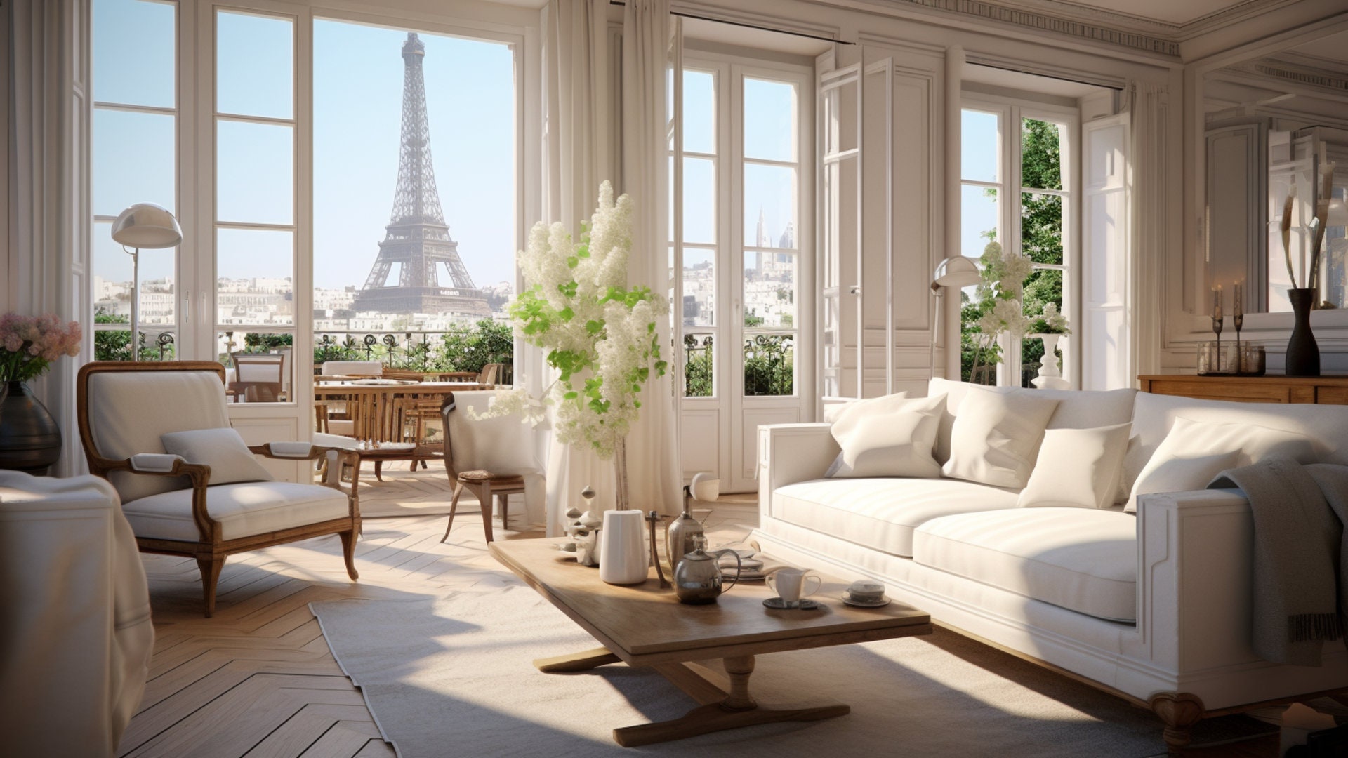 Zoom Virtual Realistic Background Paris Chic Apartment Luxury Interior Idea Office Background ...