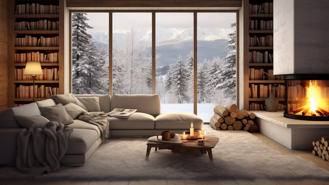 Modern Zoom Virtual Background With Snow Landscape Winter - Etsy