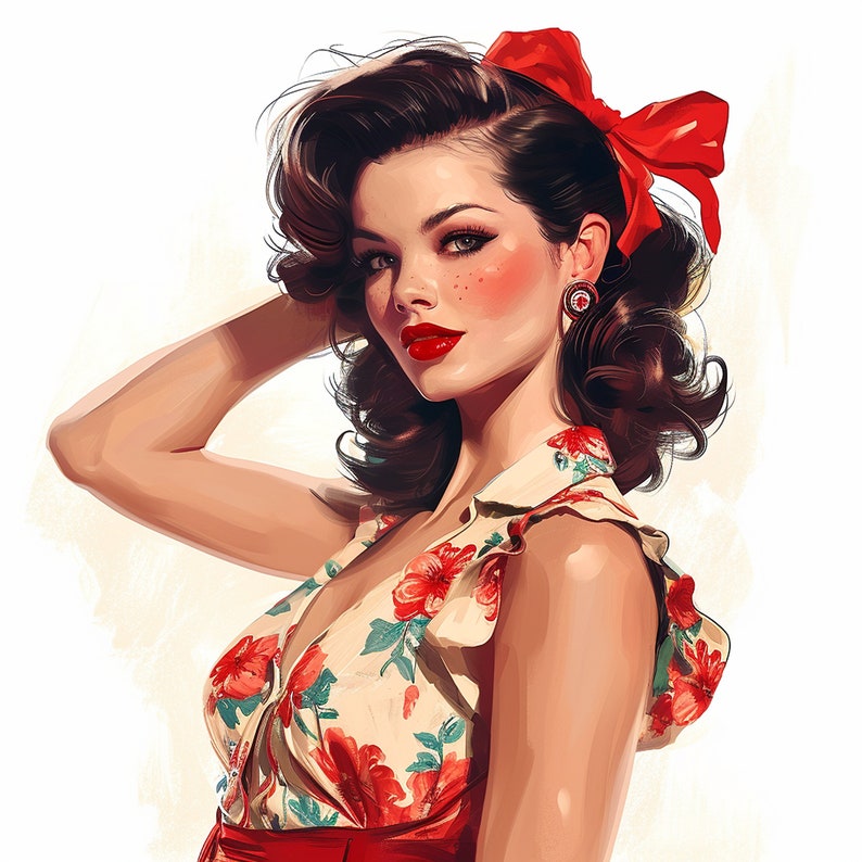Vintage Fashion Clipart Sexy Pin Up Girl Pretty Woman Lingerie Digital Art Scrapbooking T