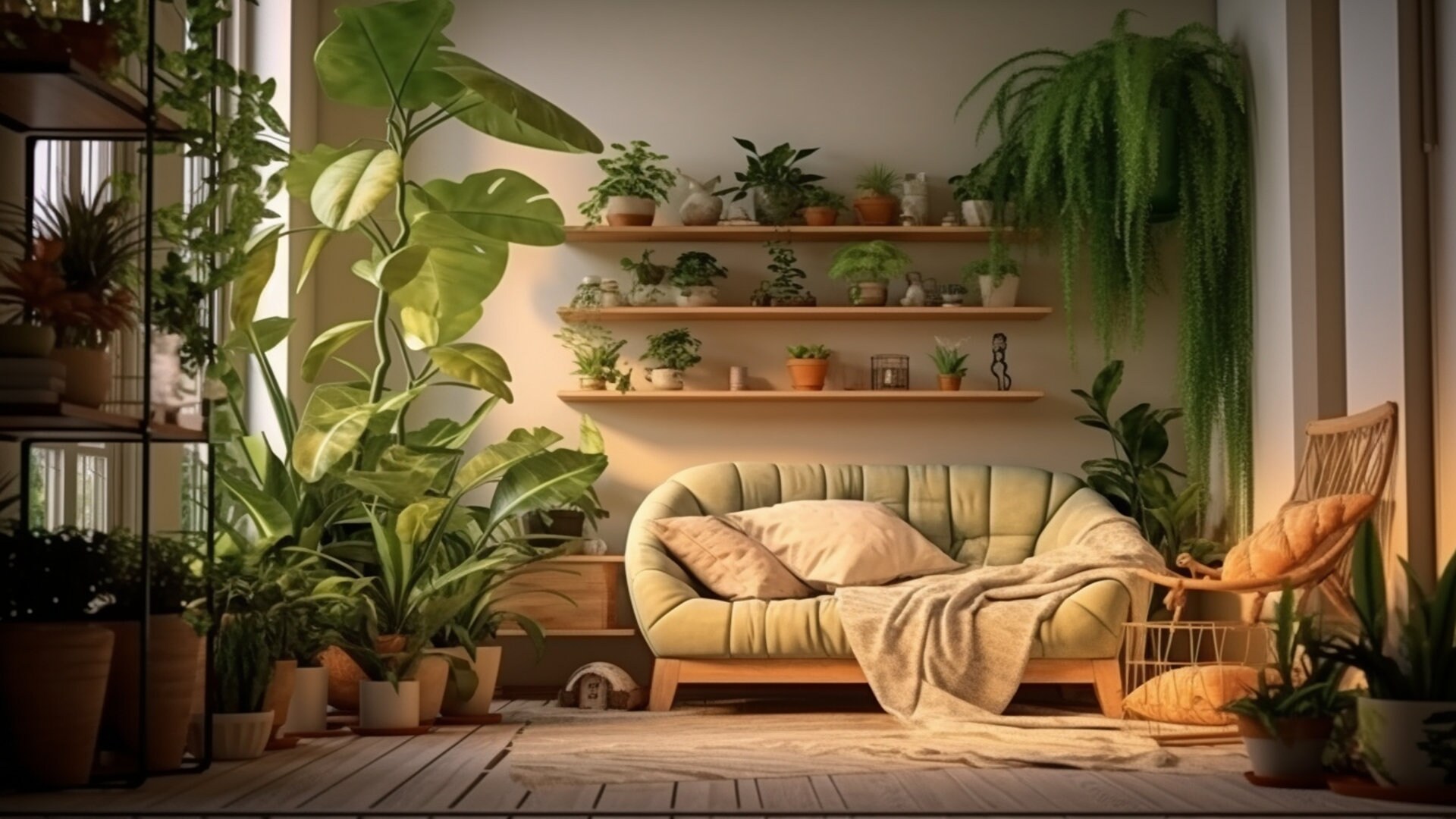 Home Office Zoom Background Plant Woman Wallpaper Cozy Studio Modern ...