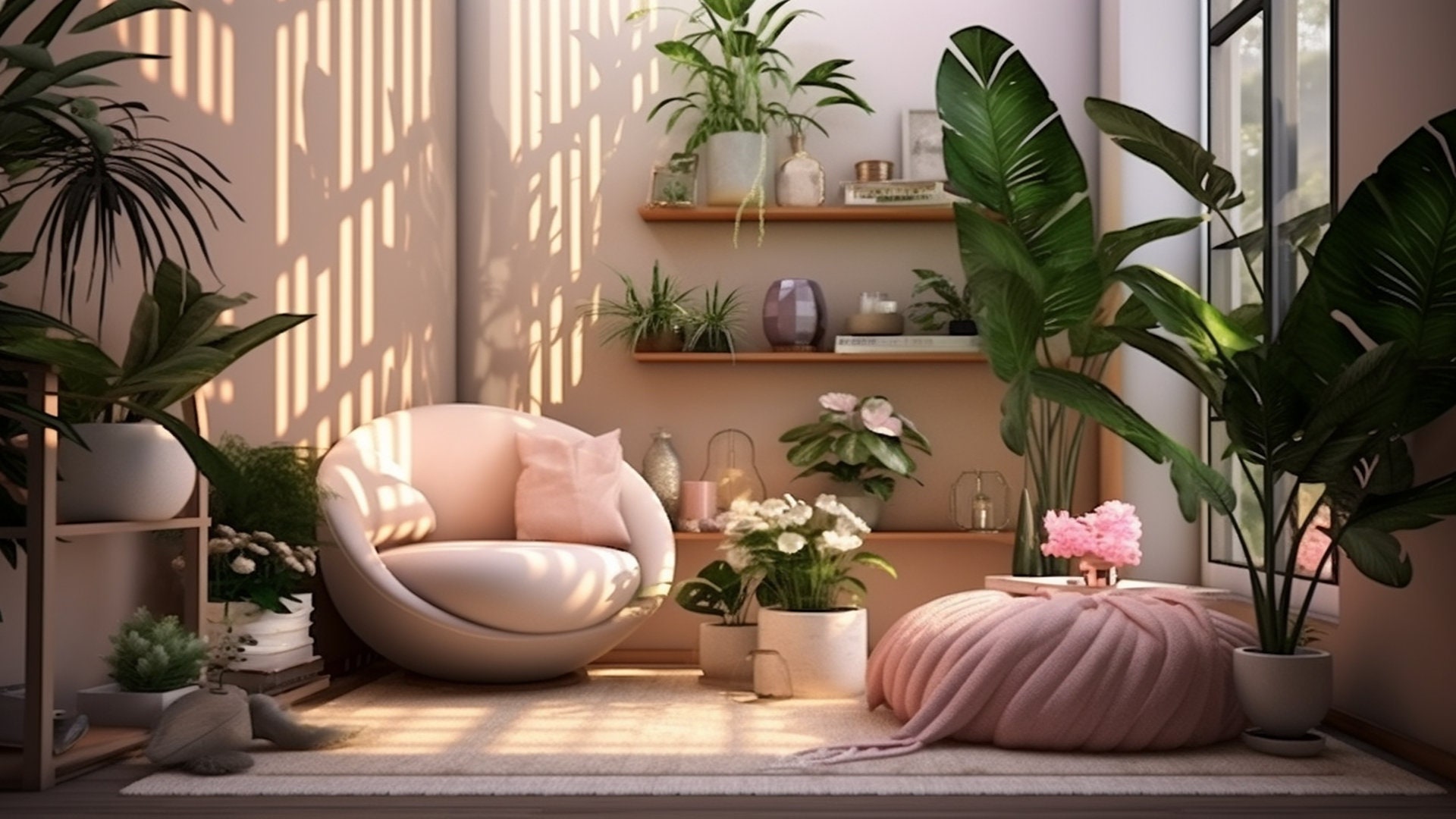 Home Office Zoom Background Plant Woman Wallpaper Cozy Studio Modern ...