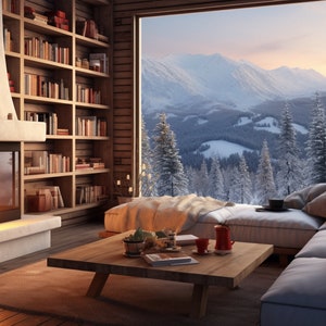 Modern Zoom Virtual Background With Snow Landscape Winter - Etsy