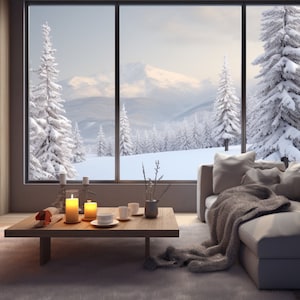 Modern Zoom Virtual Background With Snow Landscape Winter - Etsy