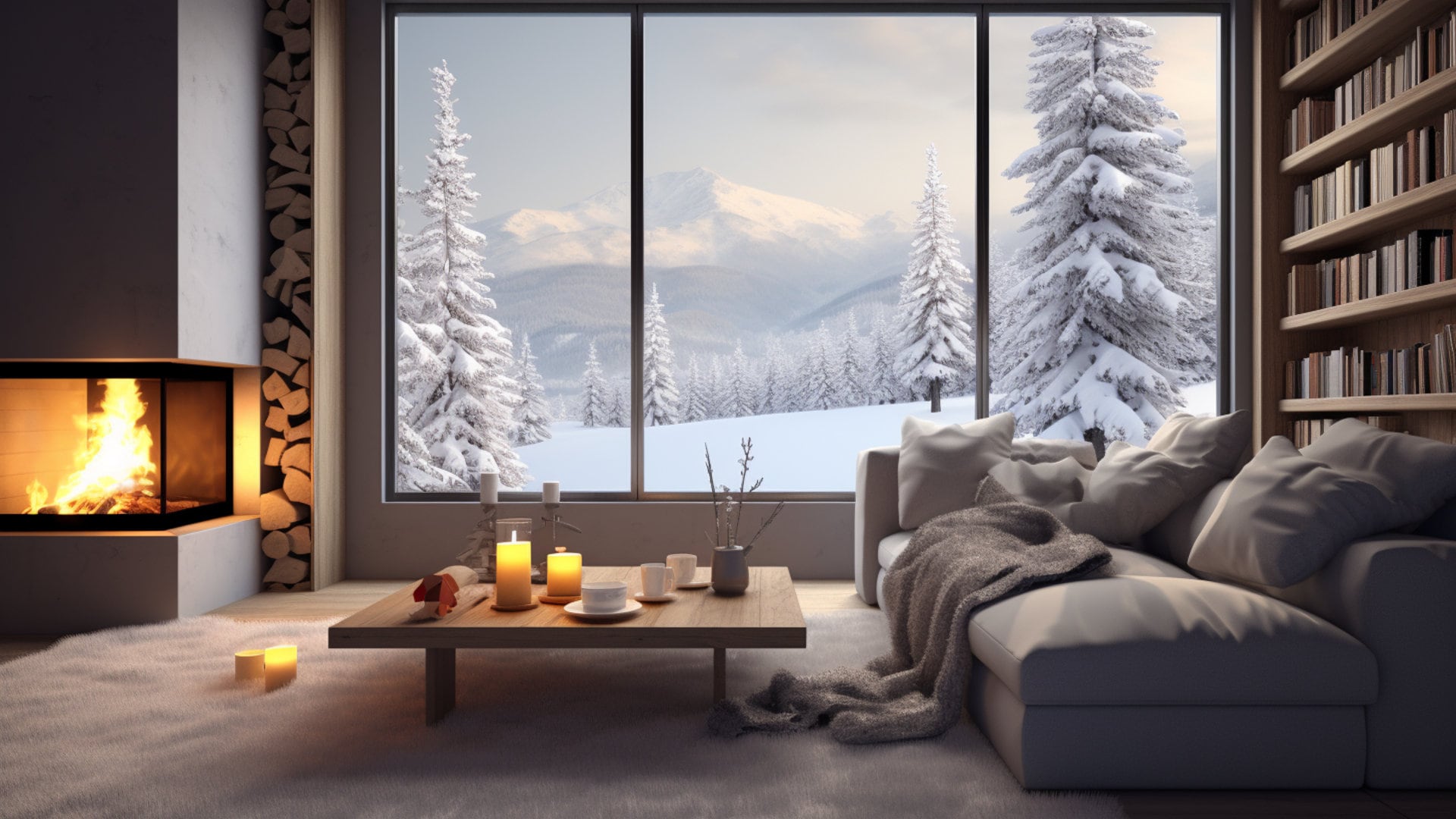 Modern Zoom Virtual Background With Snow Landscape Winter - Etsy