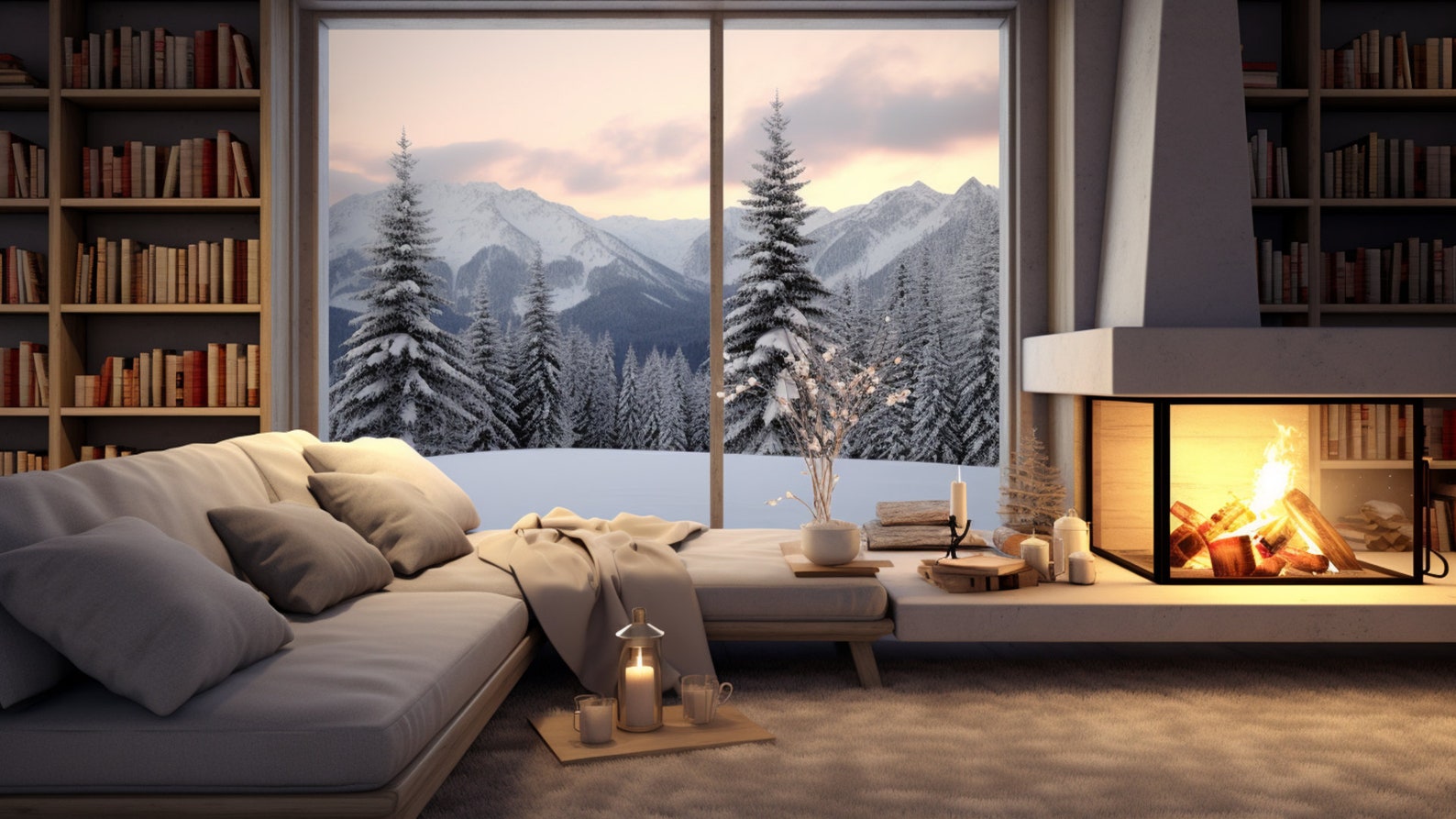 Modern Zoom Virtual Background With Snow Landscape Winter - Etsy