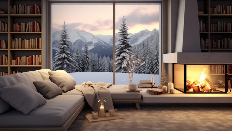 Modern Zoom Virtual Background With Snow Landscape Winter - Etsy