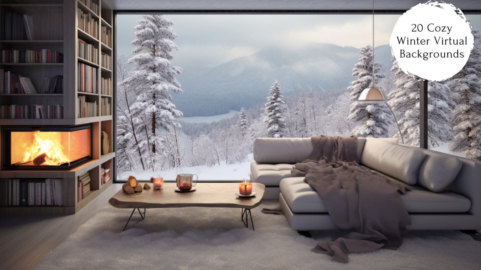 Modern Zoom Virtual Background With Snow Landscape Winter - Etsy