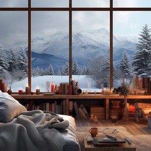 Modern Zoom Virtual Background With Snow Landscape Winter - Etsy