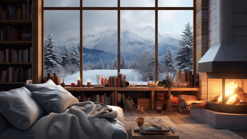 Modern Zoom Virtual Background With Snow Landscape Winter - Etsy