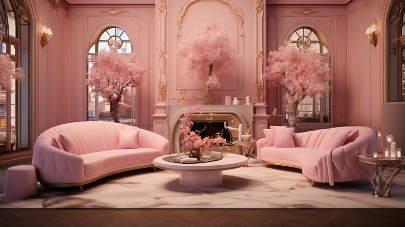 Zoom Virtual Realistic Background Barbie Mansion Luxury Living - Etsy