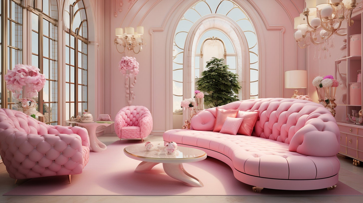 Zoom Virtual Realistic Background Barbie Mansion Luxury Living - Etsy