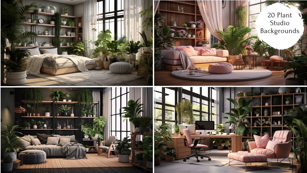 MacBook Windows Virtual Realistic Laptop Background Women Studio Plant ...
