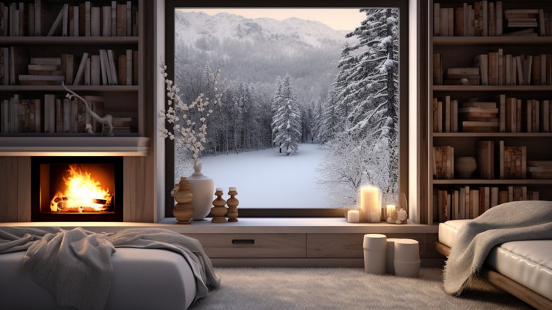 Modern Zoom Virtual Background With Snow Landscape Winter - Etsy