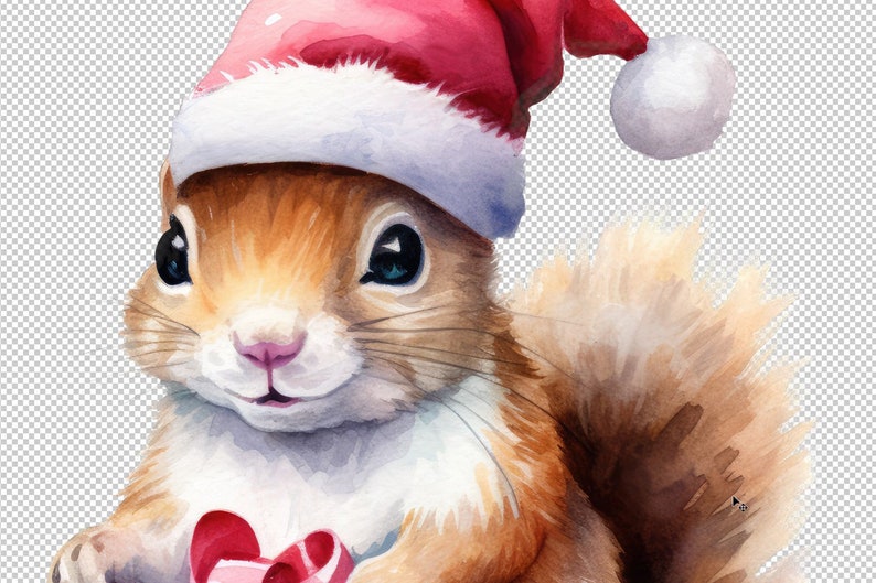 Christmas Squirrels Watercolor Clipart Festive Holiday Decor 12 PNG ...