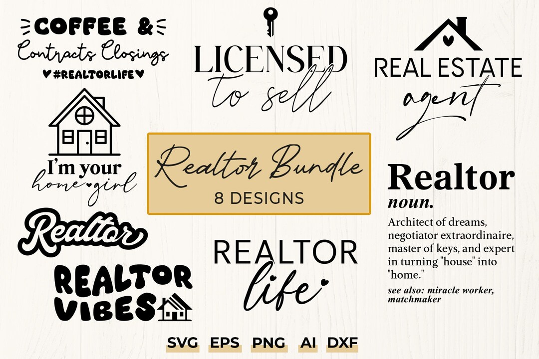 Real Estate Agent SVG Bundle - 8 Designs - Realtor SVG Cut Files for ...