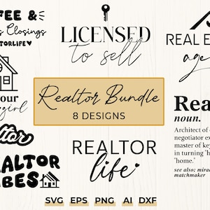Real Estate Agent SVG Bundle - 8 Designs - Realtor SVG Cut Files for ...