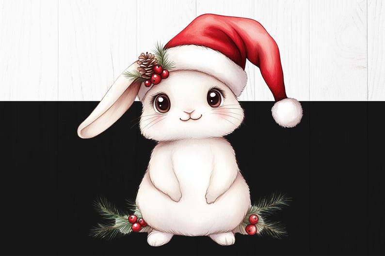 Christmas Bunny Clipart | Holiday Rabbit PNG Bundle (digital Download ...