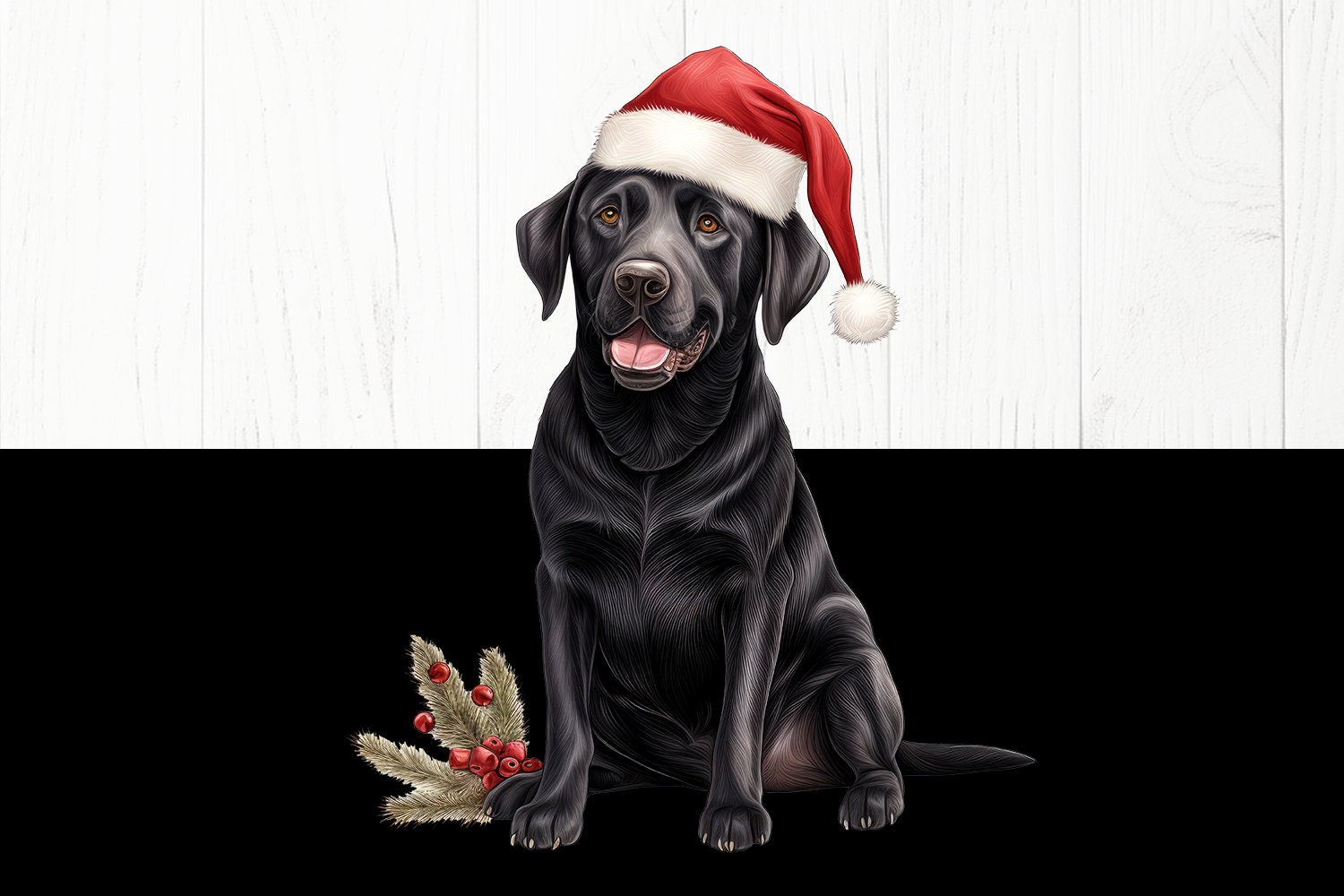 Christmas Black Labrador PNG Bundle Santa Hat Black Labrador ...