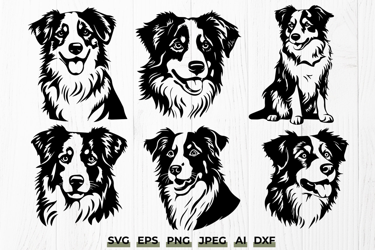Australian Shepherd Dog SVG, Cute Aussie Face Design, Dog Svg Files for ...