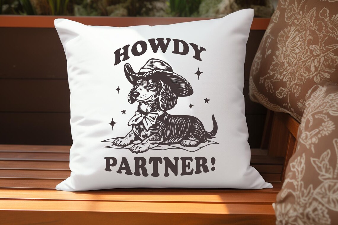 Howdy Partner SVG PNG | Funny Dachshund Cowboy PNG - Western Wiener Dog ...