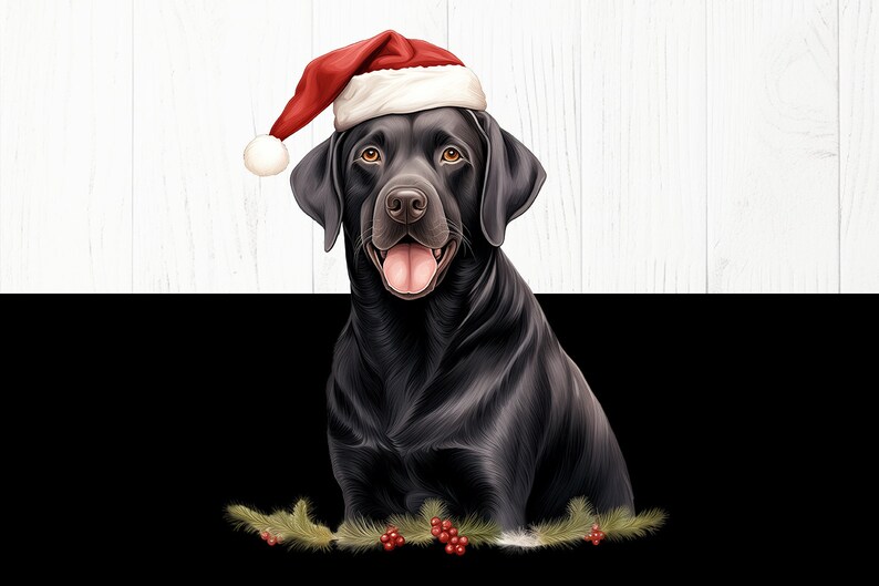 Christmas Black Labrador PNG Bundle Santa Hat Black Labrador ...