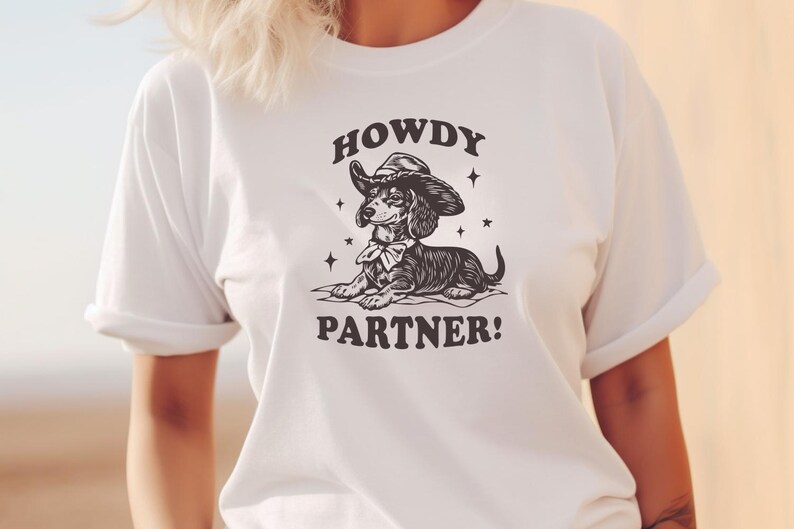 Howdy Partner SVG PNG Funny Cowboy Dachshund Sublimation Design Trendy ...