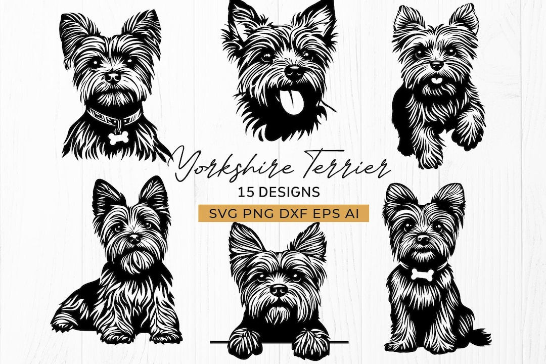 Yorkshire Terrier SVG Bundle – 15 Yorkie Dog Clipart Designs for Cricut ...
