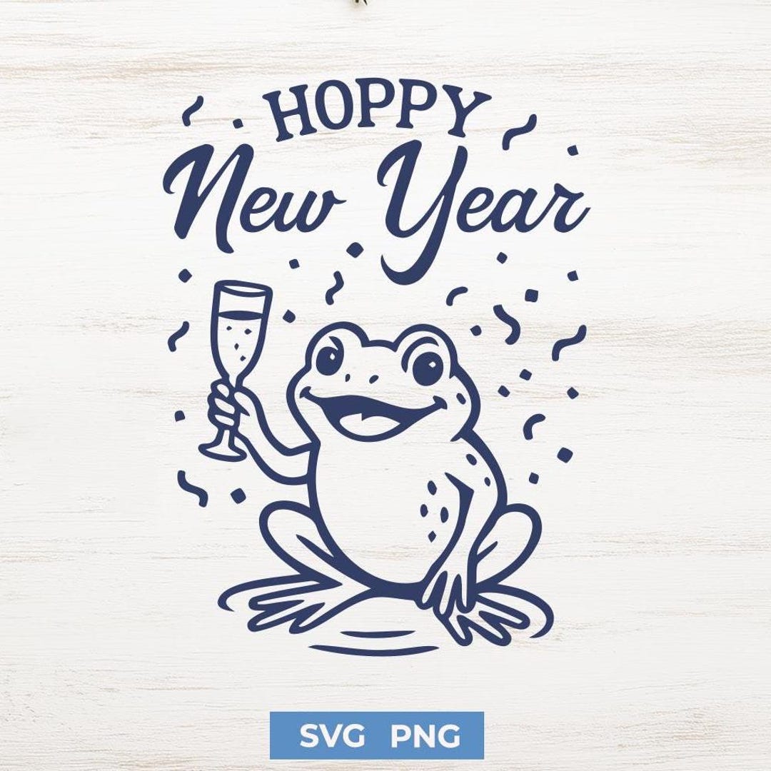 Hoppy New Year Frog SVG PNG – Drinking Frog Party Design - Etsy