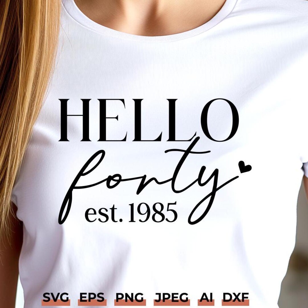 Hello Forty SVG | 40th Birthday Shirt Design, Forty and Fabulous ...