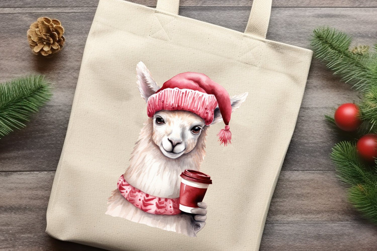 Christmas Llamas Watercolor Clipart for Holiday Crafts, 12 High-quality ...