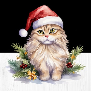 Christmas Cats Clipart PNG Bundle 9 Adorable Santa Cat Illustrations ...
