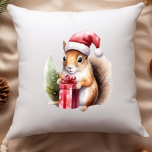Christmas Squirrels Watercolor Clipart | Festive Holiday Decor | 12 PNG ...