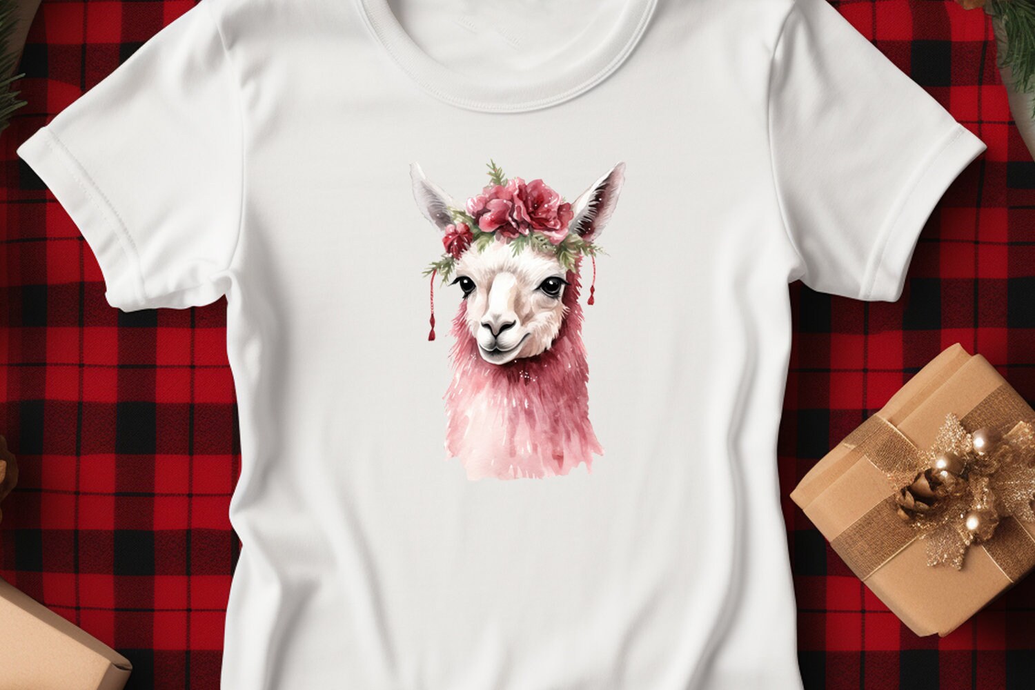 Christmas Llamas Watercolor Clipart for Holiday Crafts, 12 High-quality ...