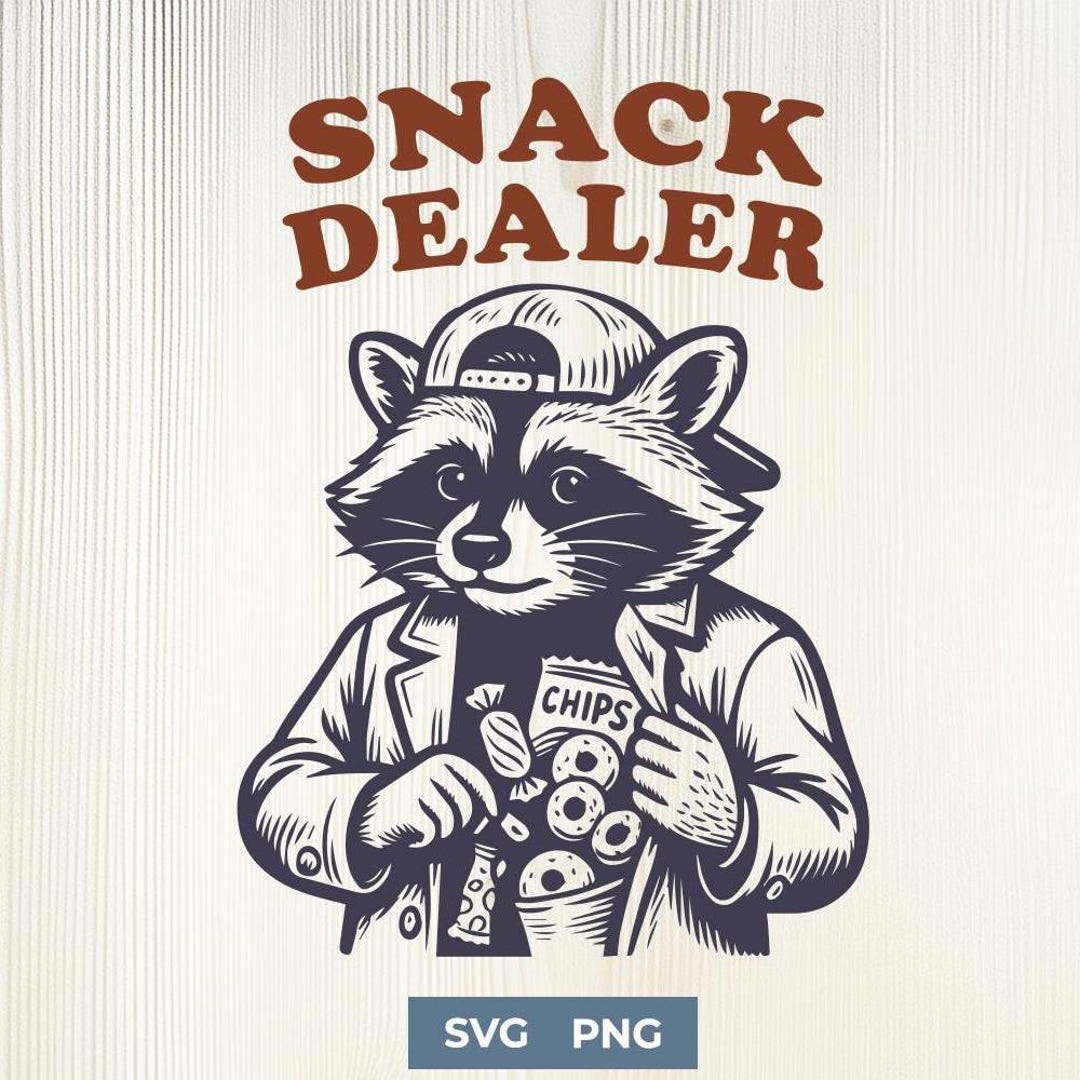 Snack Dealer SVG PNG | Funny Raccoon With Snacks Clipart | Cute Food ...